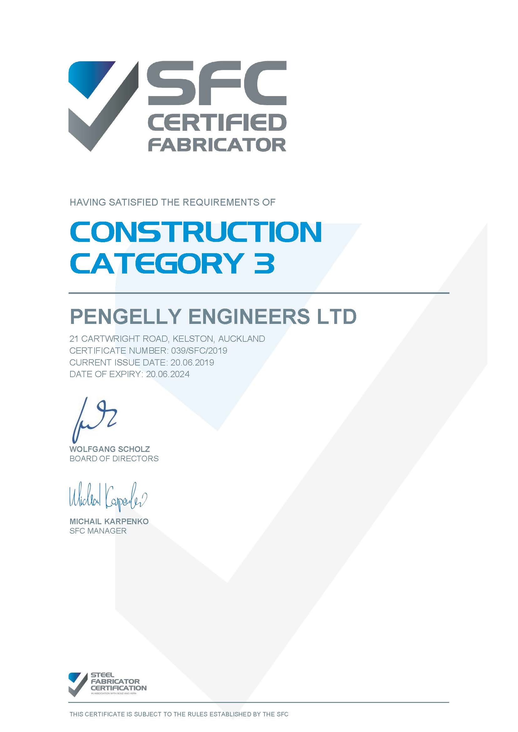 SFC Certification for increased certainty | Pengelly Engineers Ltd